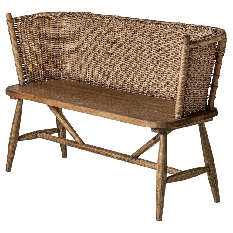 Handcrafted Braided Wicker and Wooden Sofa For Sale at 1stDibs