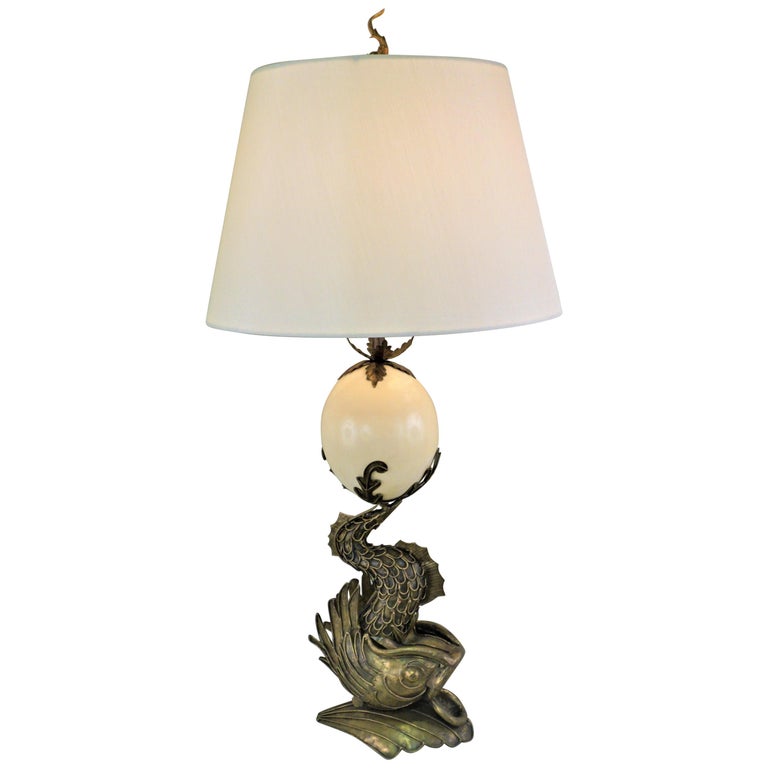 Handcrafted Bronze Dolphin Table Lamp For Sale at 1stDibs