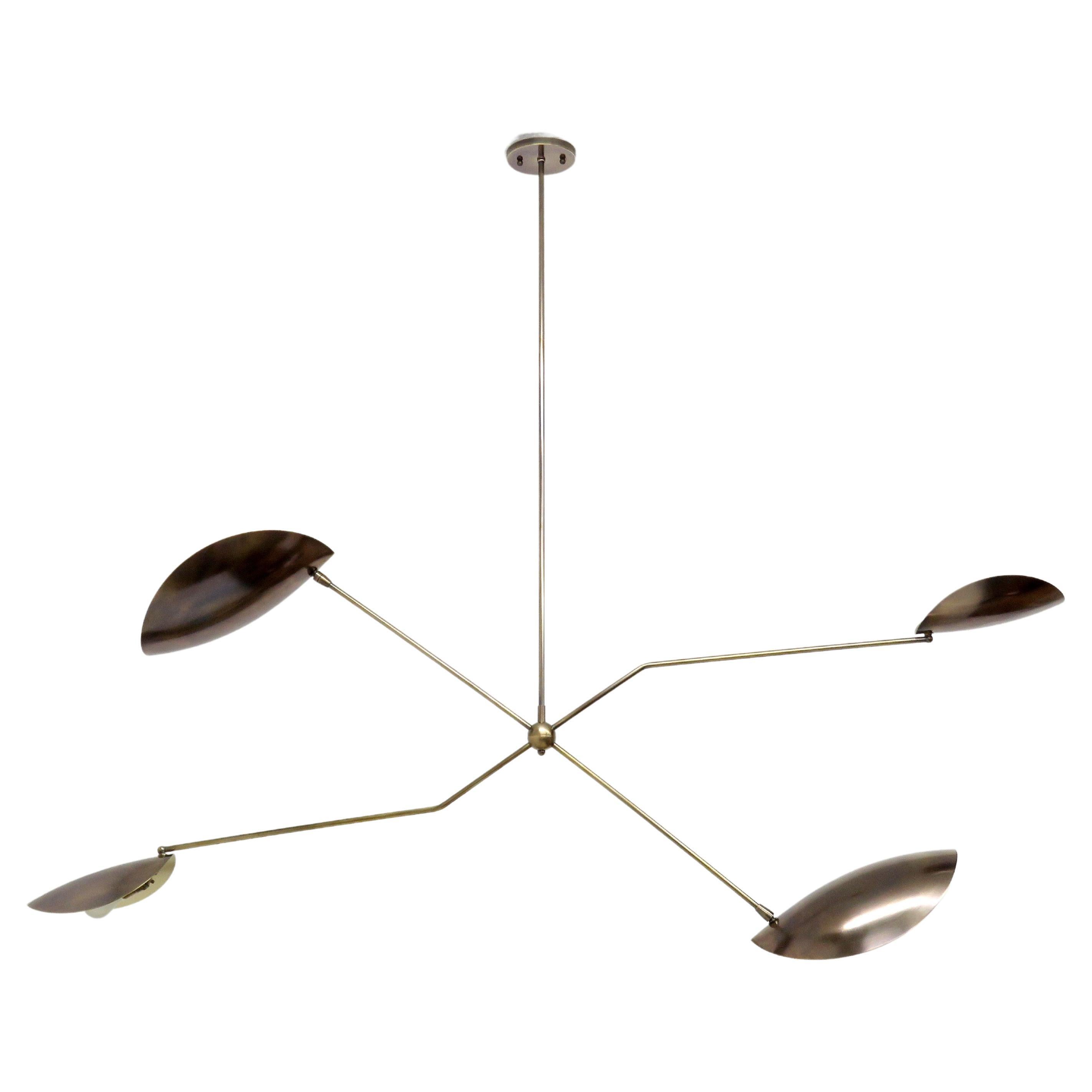 Large Brass 3 Arm Uhura Chandelier in Bronze - movable arms and ...