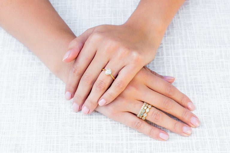 Customizable Handcrafted Carmela Medium Old European Cut Diamond Band by Single Stone For Sale ...