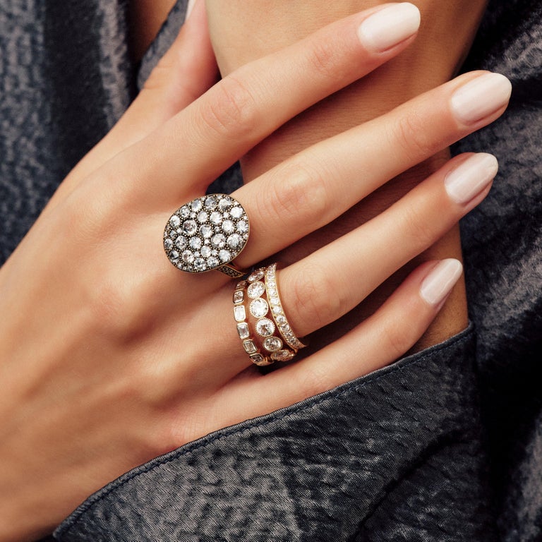 Customizable Handcrafted Carmela Old European Cut Diamond Eternity Band by Single Stone For Sale ...