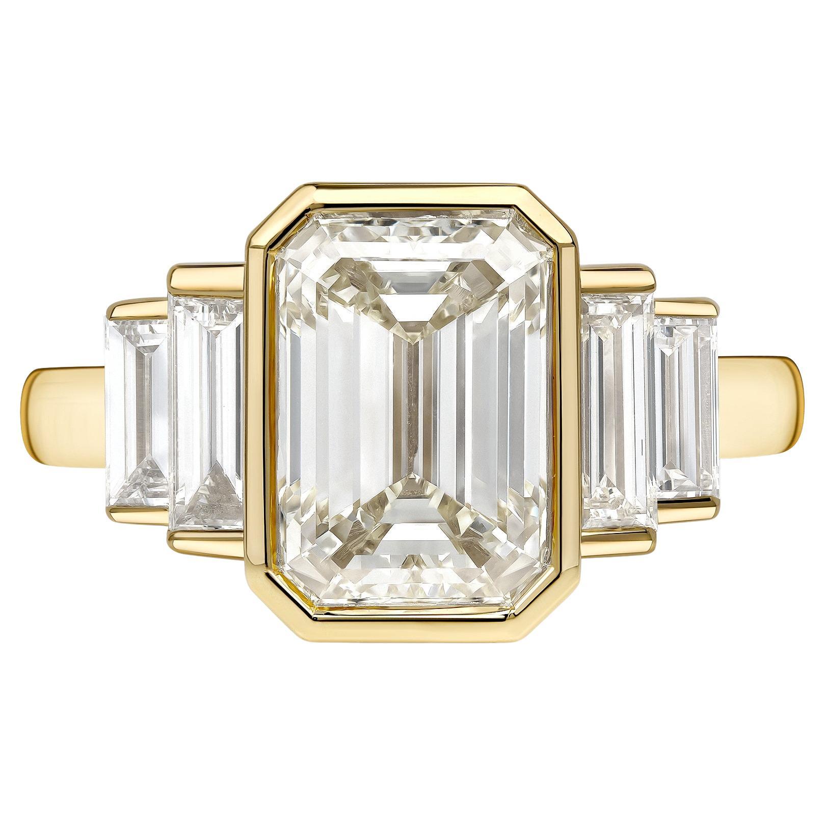Handcrafted Odette Hexagonal Step Cut Diamond Ring by Single Stone at ...