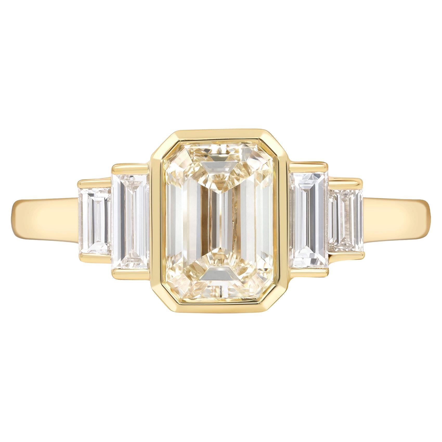 Handcrafted Caroline Emerald Cut Diamond Ring by Single Stone at 1stDibs