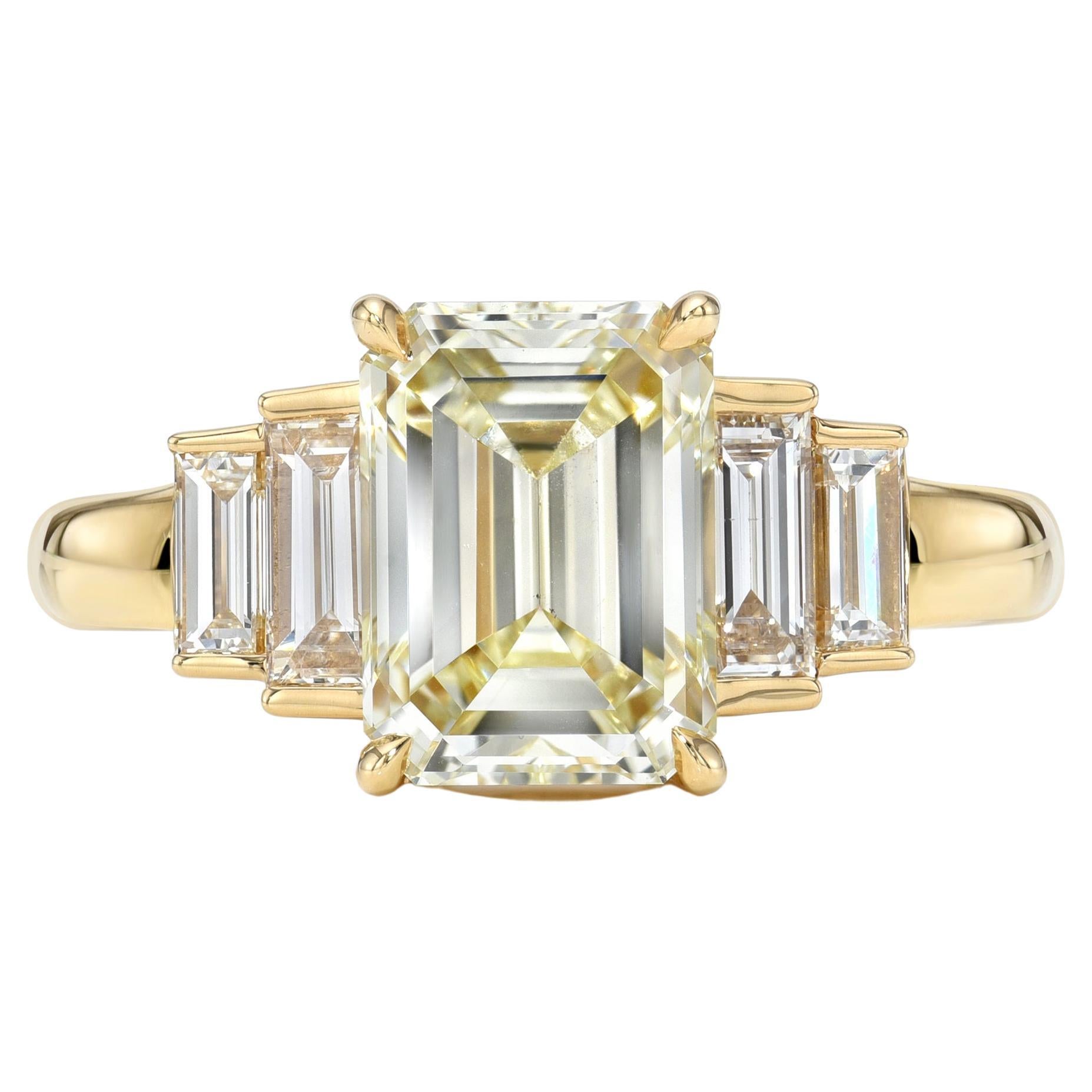 Handcrafted Wyler Square Emerald Cut Diamond Ring by Single Stone For Sale at 1stDibs