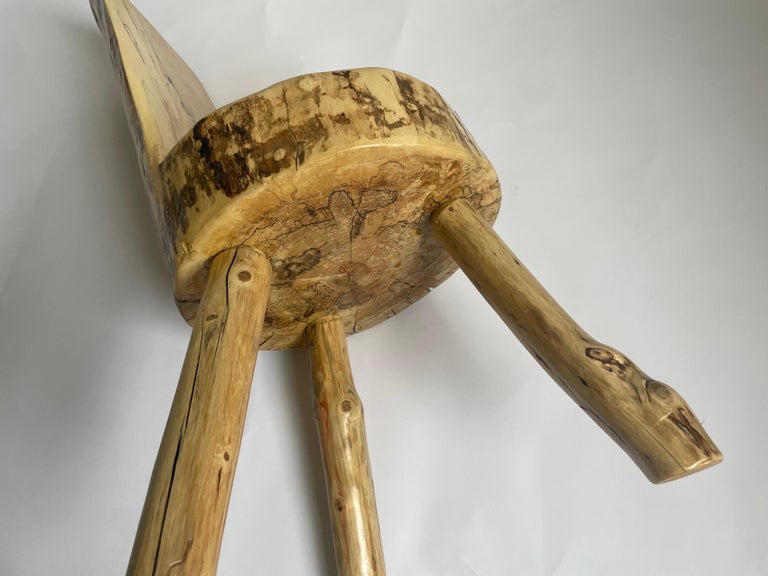 Handcrafted Carved Wood Chair For Sale at 1stDibs