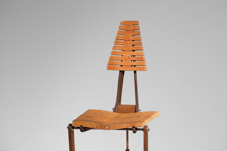 Handcrafted Chair Unique Prototype Mounted on Cylinder Solid Wood 1980s ...