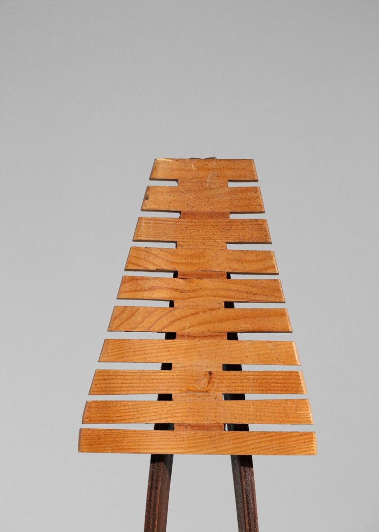 Handcrafted Chair Unique Prototype Mounted on Cylinder Solid Wood 1980s ...