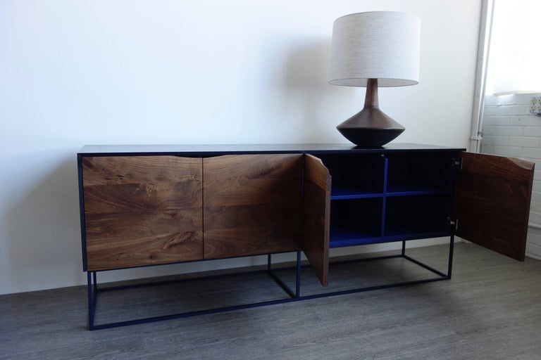Handcrafted Classic Modern Credenza of Select Ash and Walnut with Steel ...