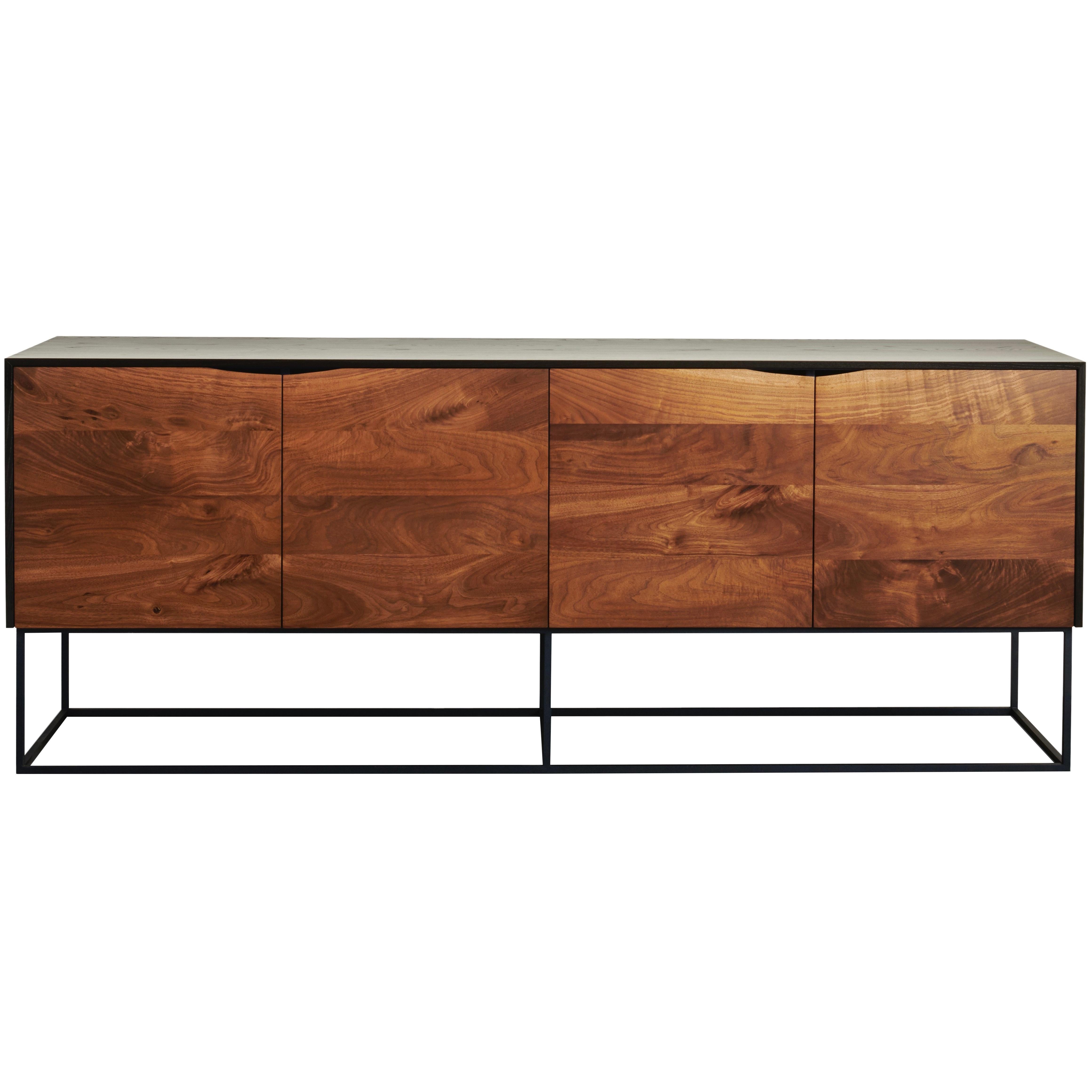 Handcrafted Classic Modern Credenza of Select Ash and Walnut with Steel ...