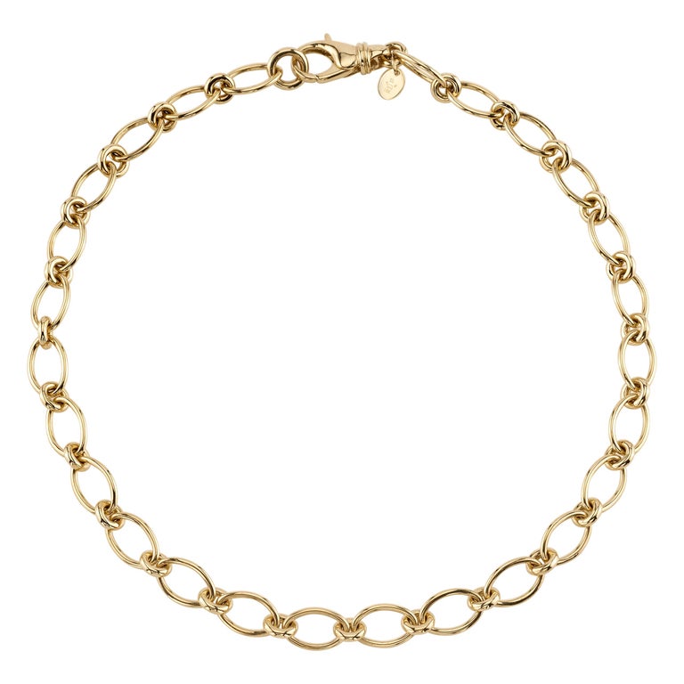 Handcrafted Crew Gold Link Necklace by Single Stone For Sale at 1stDibs