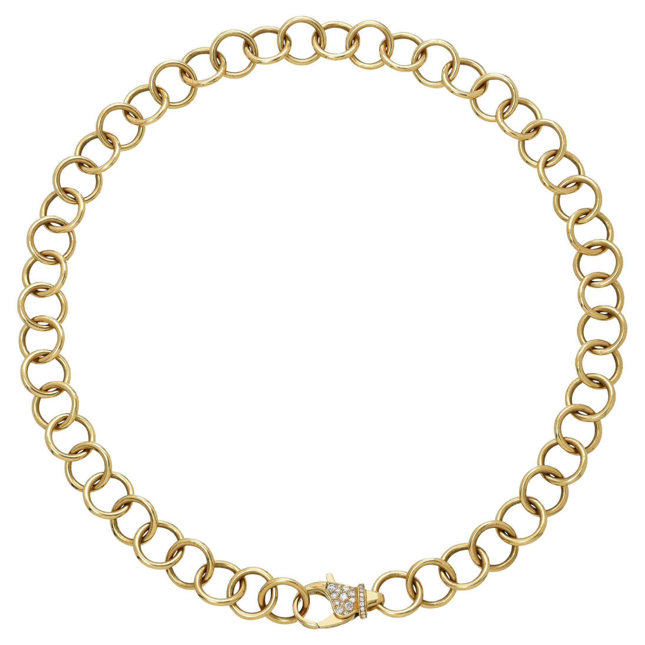 Handcrafted Club Necklace with Old European Cut Diamond Clasp by Single ...