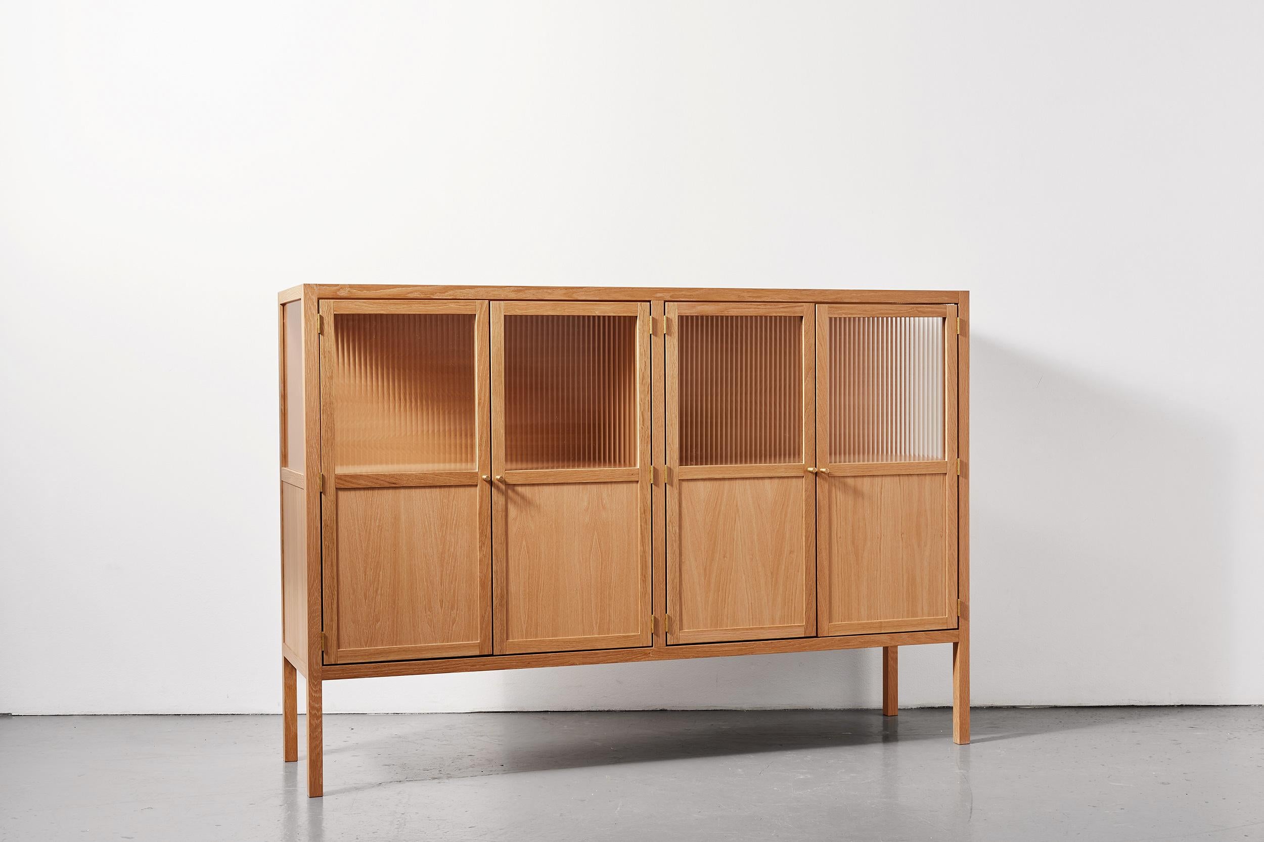 Handmade Alma Credenza - Oak and Reeded Glass - by BACD studio For Sale at 1stDibs
