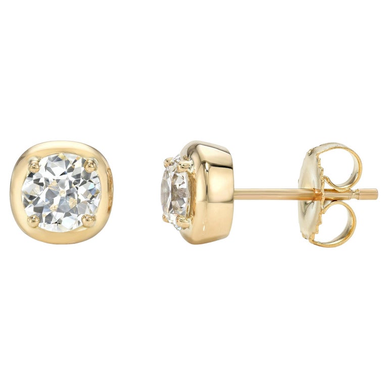 Handcrafted Cori Old European Cut Diamond Stud Earrings by Single Stone ...