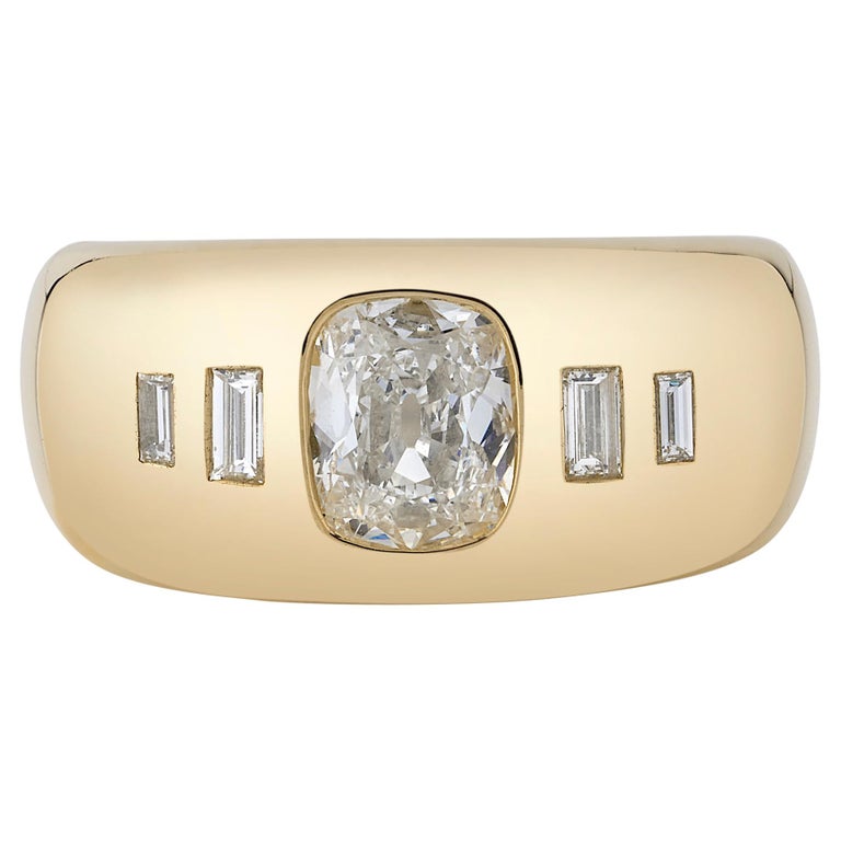 Handcrafted Dallas Antique Cushion Cut Diamond Ring by Single Stone For ...