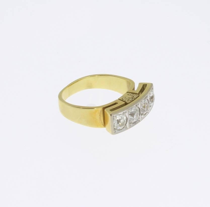 Handcrafted Diamond 14 Carat Gold Ring For Sale at 1stDibs