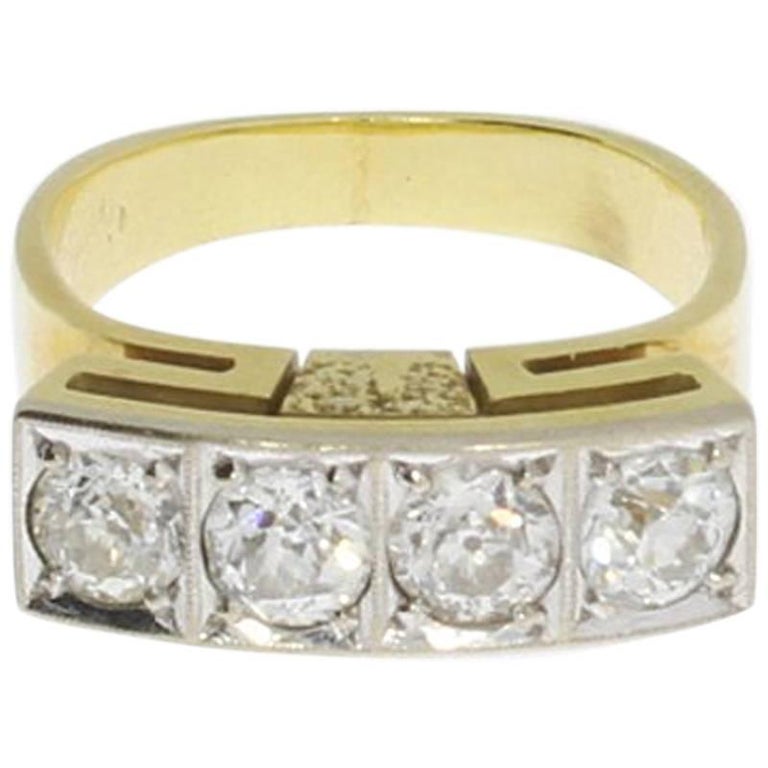 Handcrafted Diamond 14 Carat Gold Ring For Sale at 1stDibs