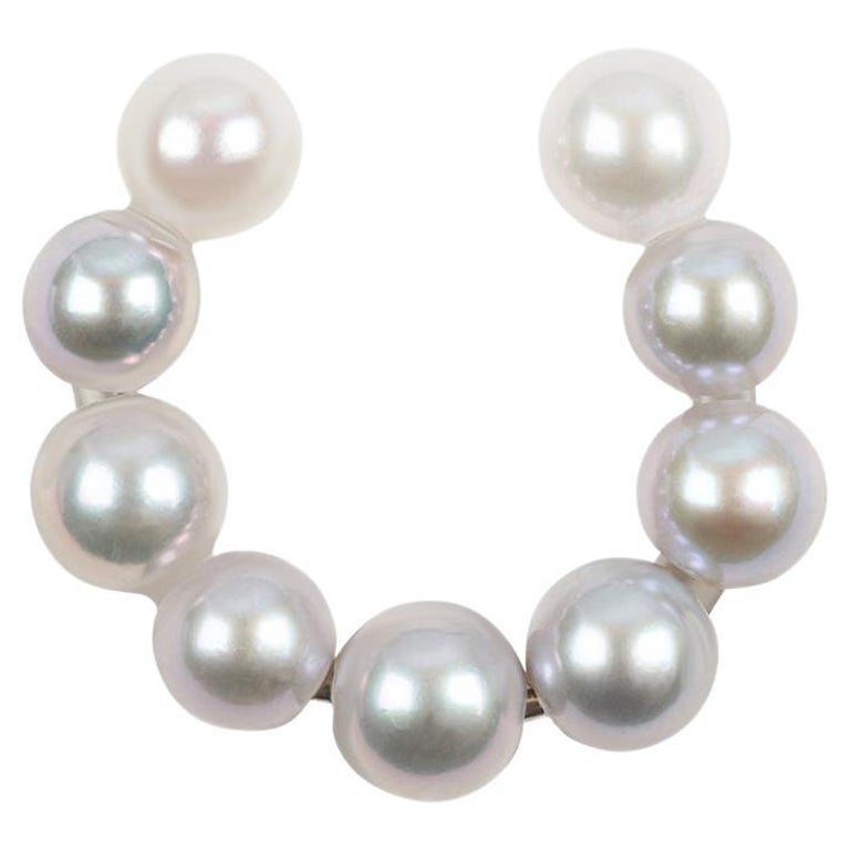 Handcrafted Ear Cuff with AAA Grey/ White Akoya Pearls For Sale at 1stDibs