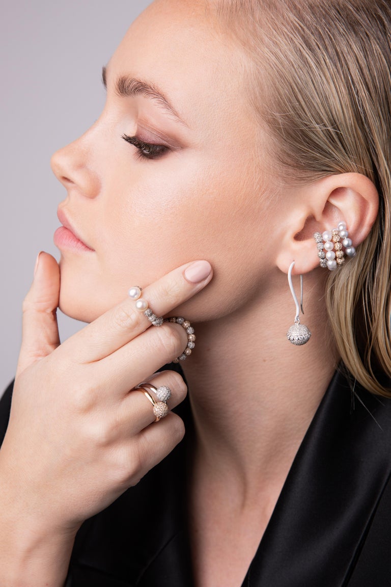 Handcrafted Ear Cuff with AAA White Akoya Pearls For Sale at 1stDibs