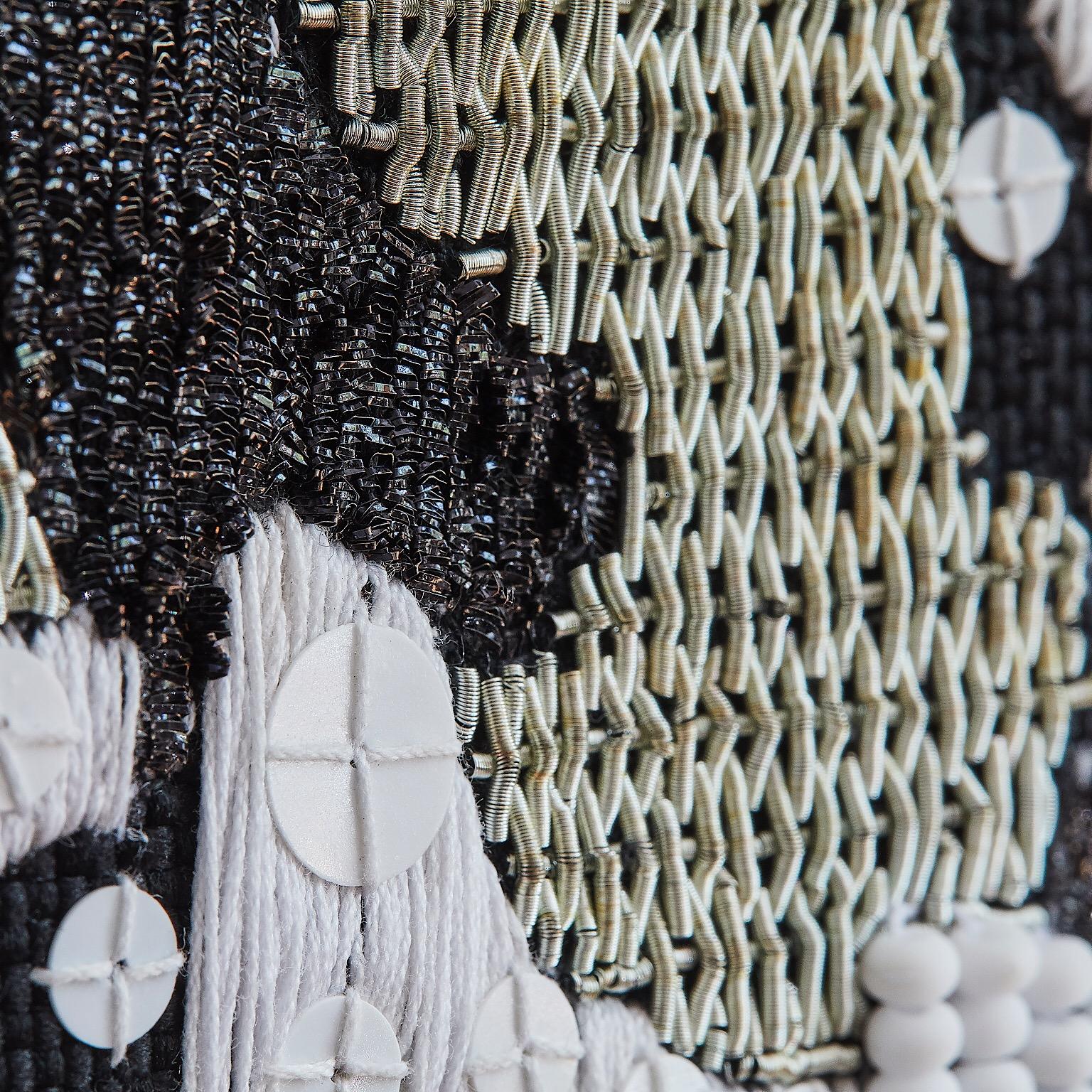 Handcrafted Embroidered Tapestry Textile Circles Black and White For ...