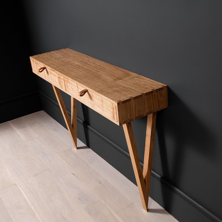 Handcrafted English Oak Entry Table Drawers For Sale at 1stDibs