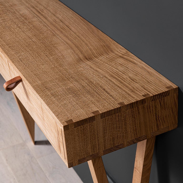 Handcrafted English Oak Entry Table Drawers For Sale at 1stDibs