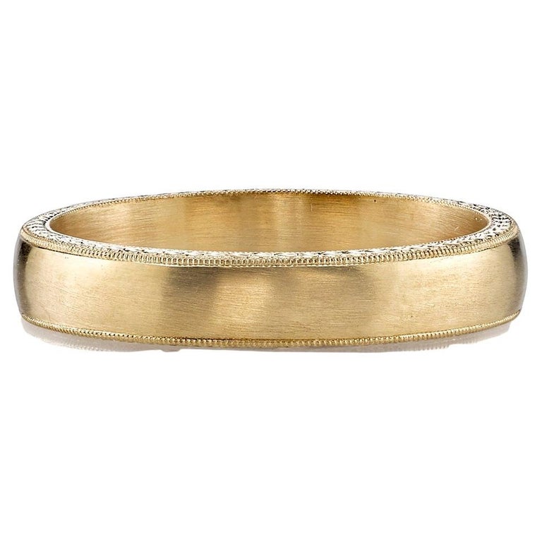Customizable Handcrafted Engraved 4mm Joseph Band in 18K Gold by Single ...