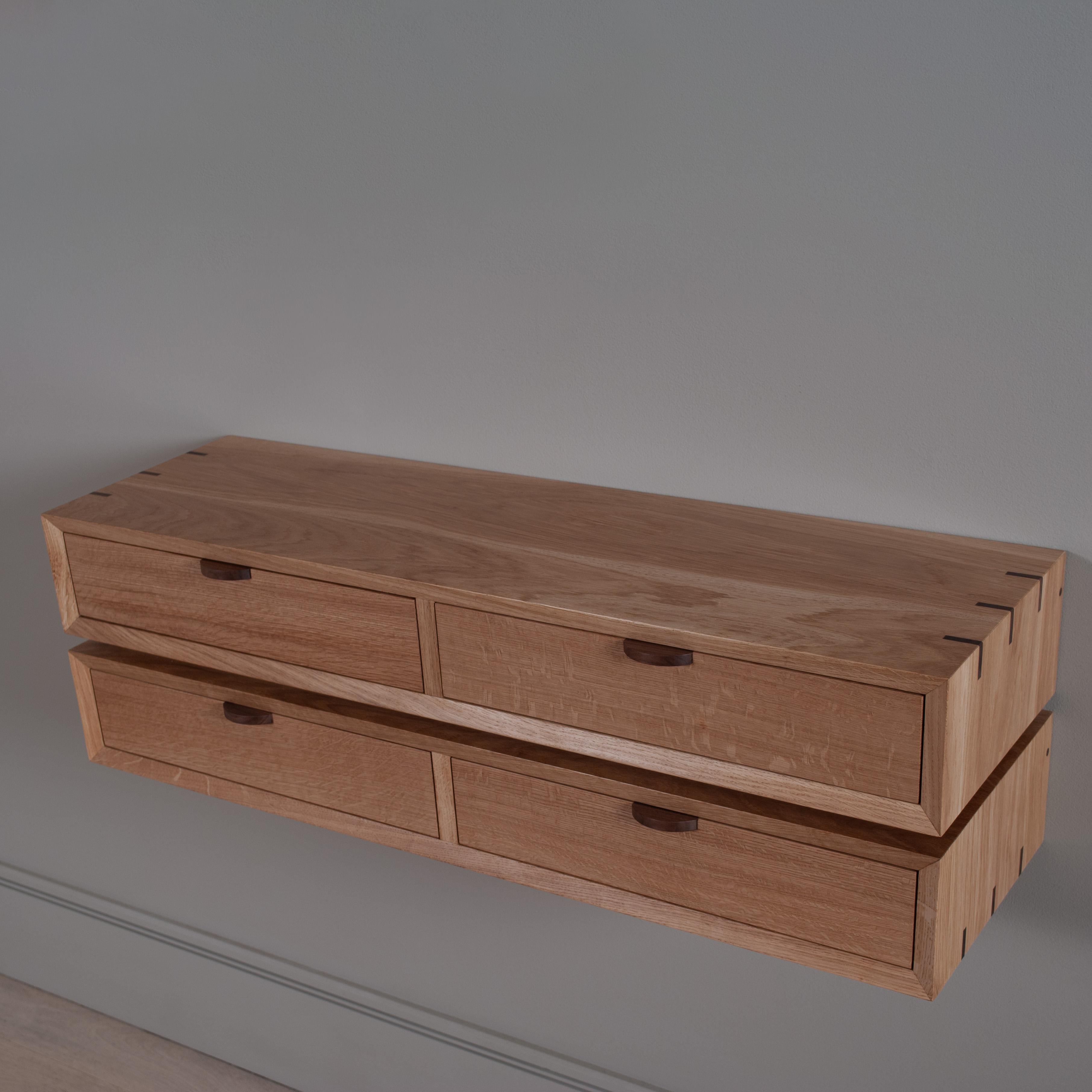 Handcrafted Floating Oak 4 Drawer Console Table by SUM Furniture For ...