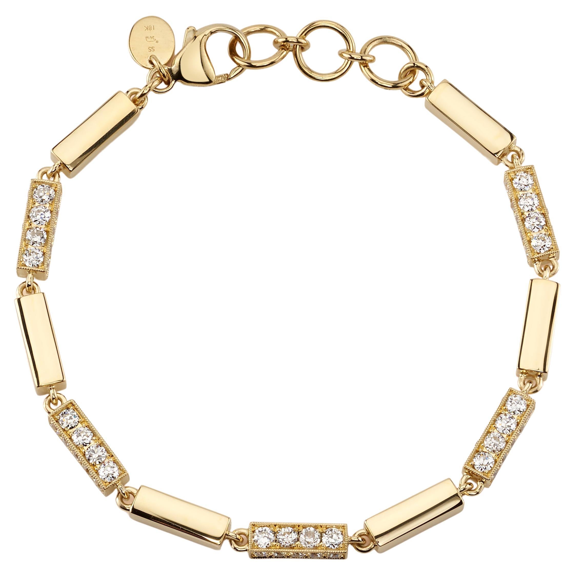 Handcrafted Hudson Old European cut Diamond Bracelet by Single Stone ...