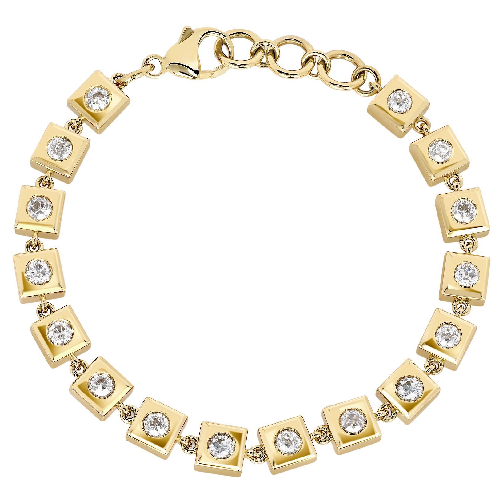 Handcrafted Arielle European Cut Diamond Bracelet by Single Stone For ...