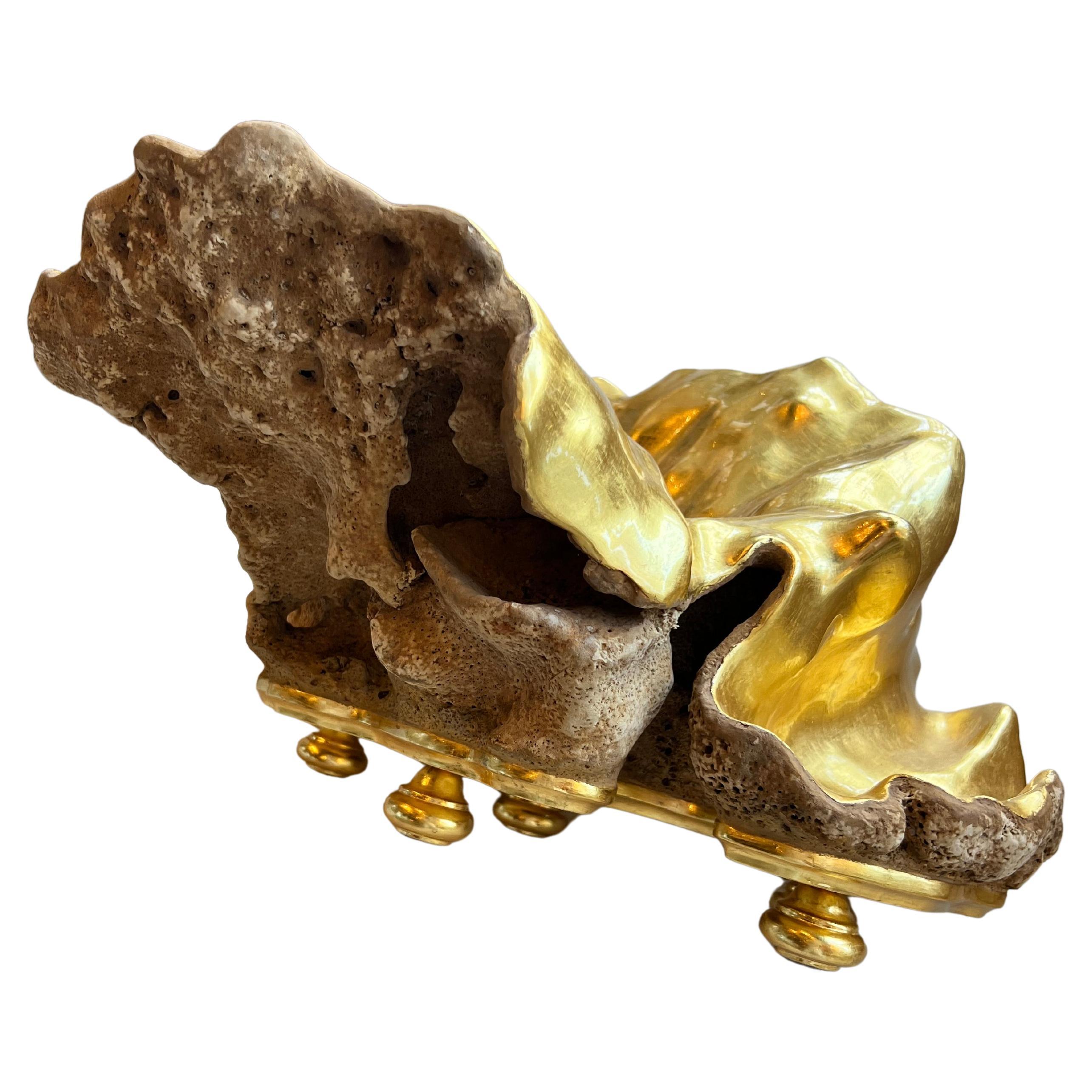 Handcrafted Italian Sea Sponge 24 Karat Footed Decorative Bowl For Sale ...