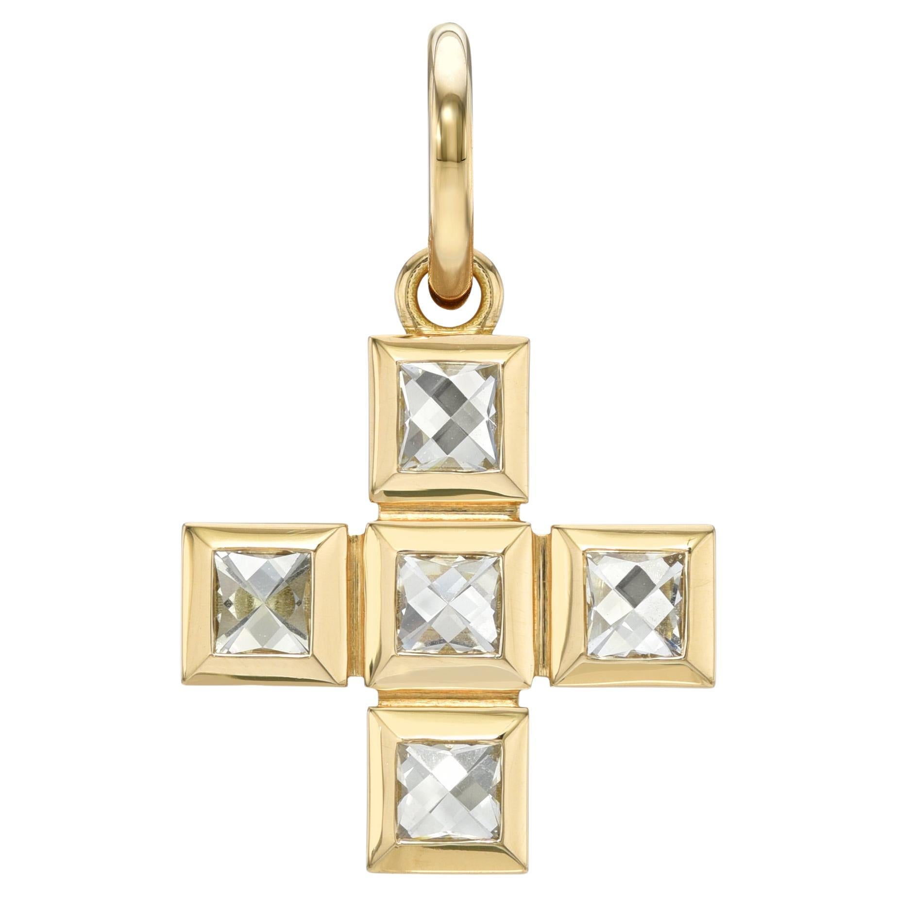 Antique Rose Cut Diamond Gold Cross Pendant at 1stDibs