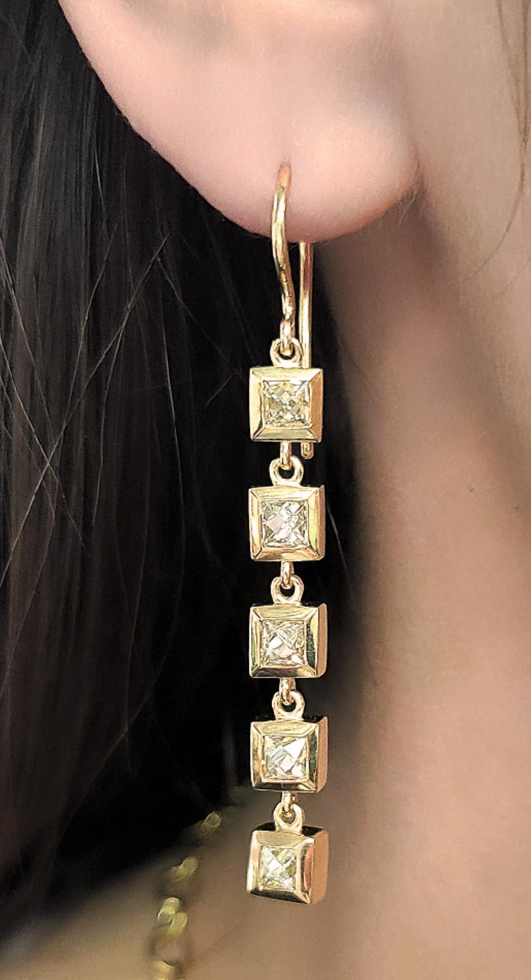 Handcrafted Karina French Cut Duster Earrings by Single Stone For Sale at 1stDibs