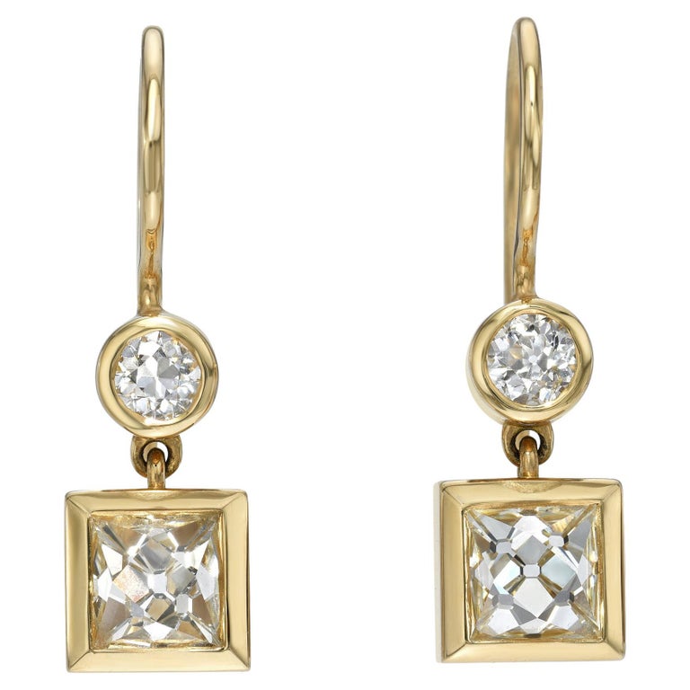 Handcrafted Karina Mixed Cut Diamond Drop Earrings by Single Stone For Sale at 1stDibs