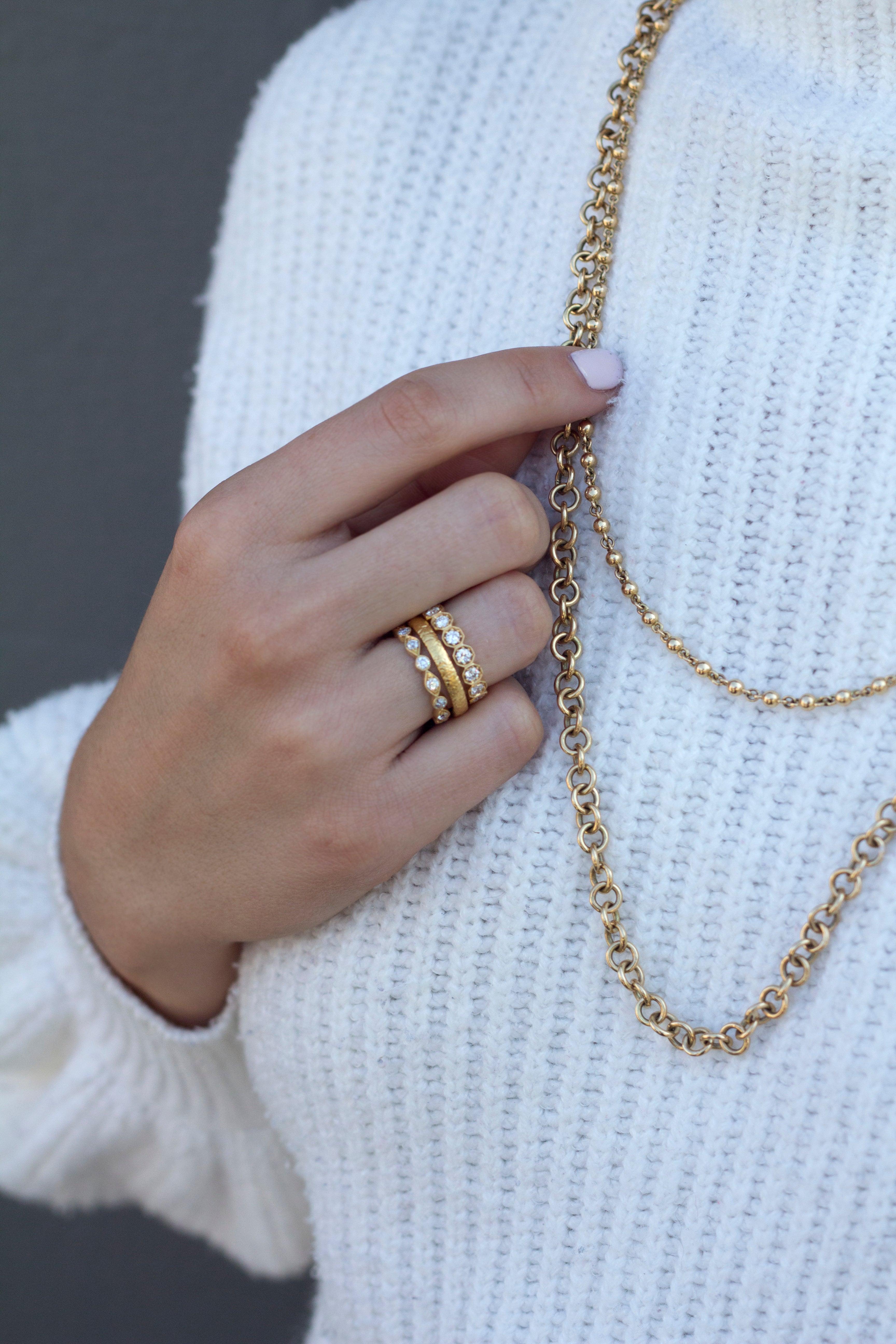 Customizable Handcrafted Faye Band in 22K Yellow Gold by Single Stone ...