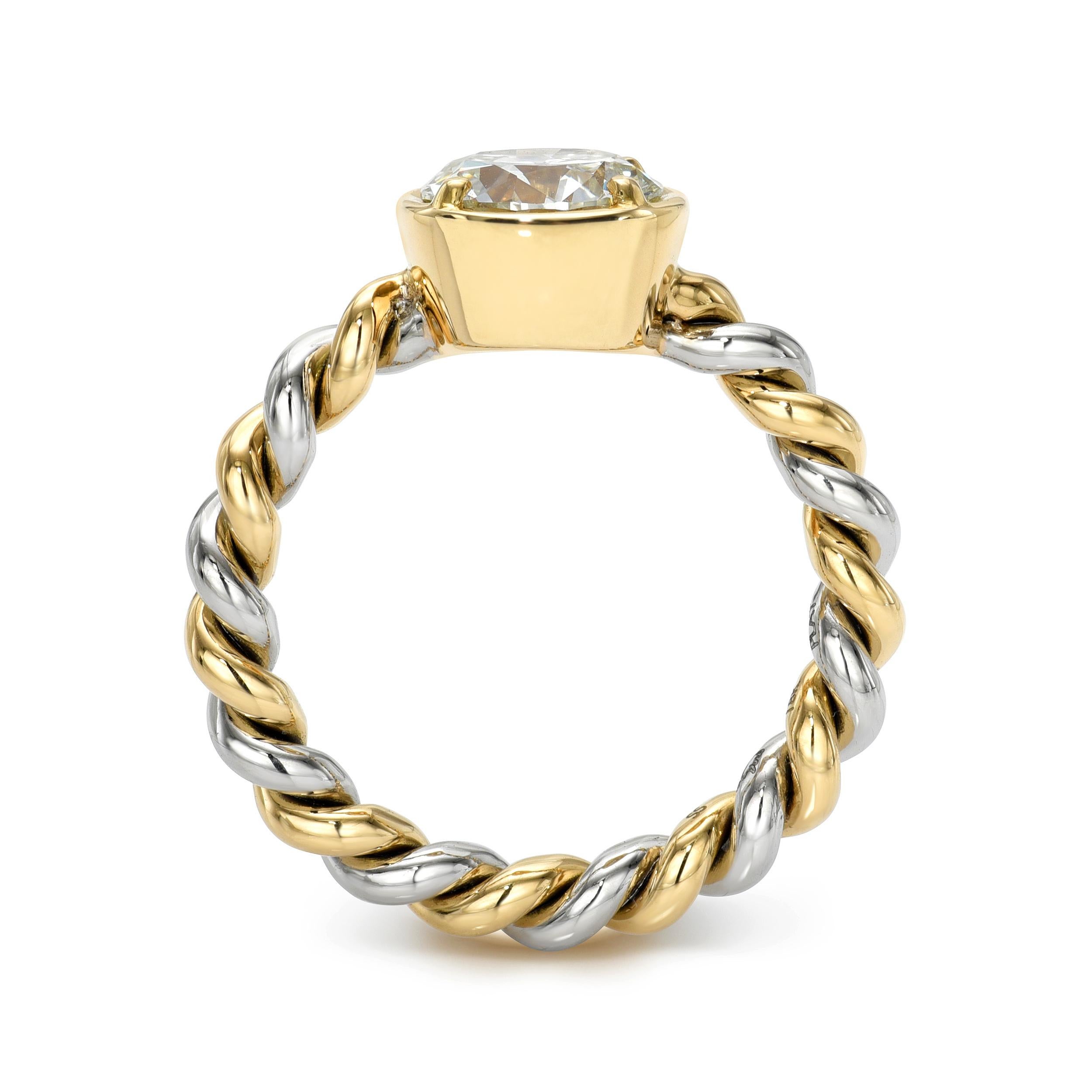 Handcrafted Lara Old European Cut Diamond Two-Tone Ring by Single Stone ...