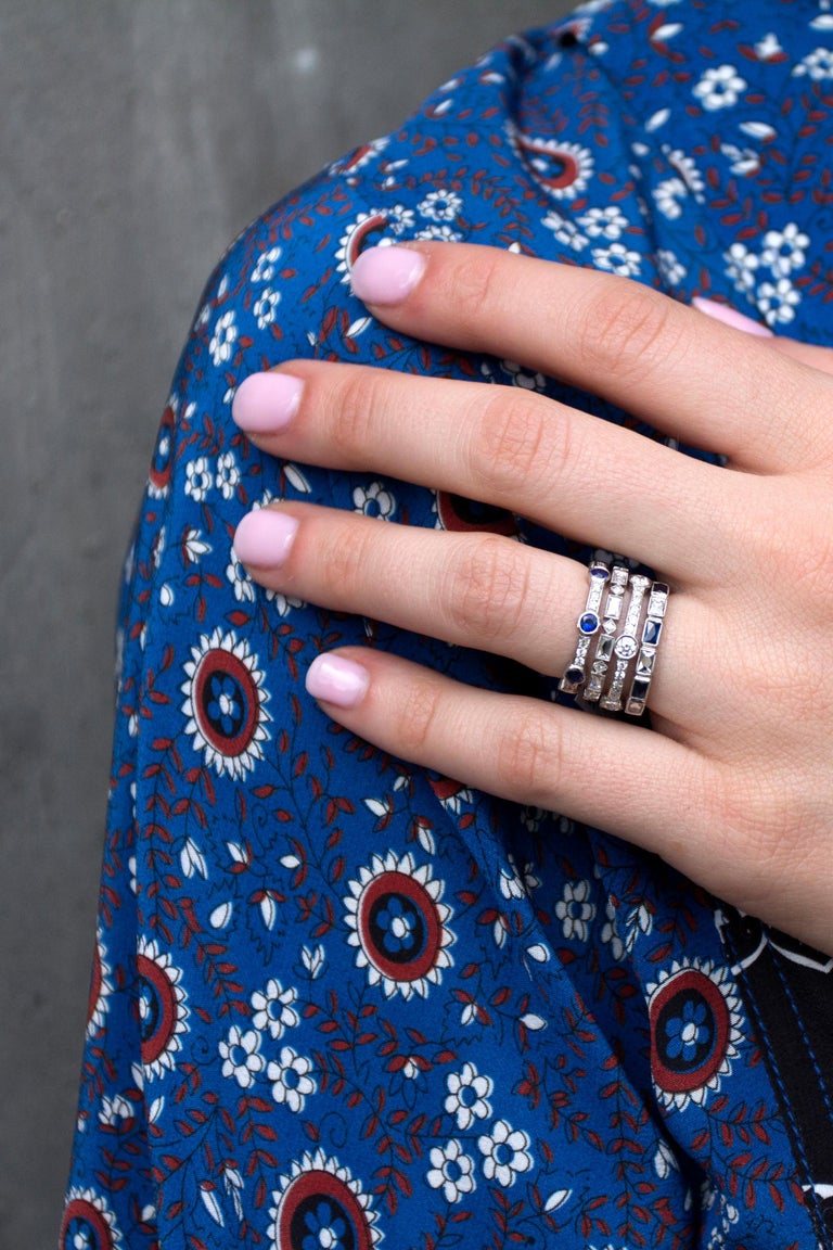 Customizable Handcrafted Large Julia French Cut Diamond and Sapphire ...