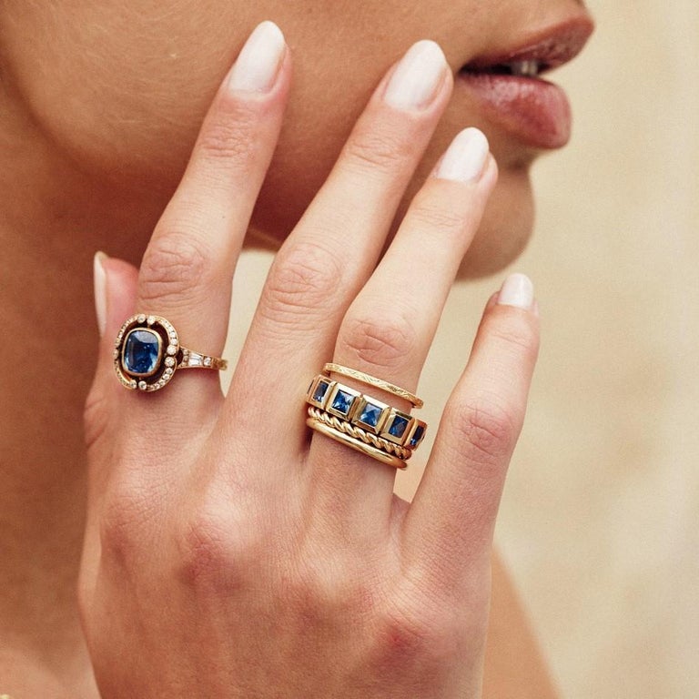 Handcrafted Large Karina French Cut Color Gemstone Ring by Single Stone For Sale at 1stDibs