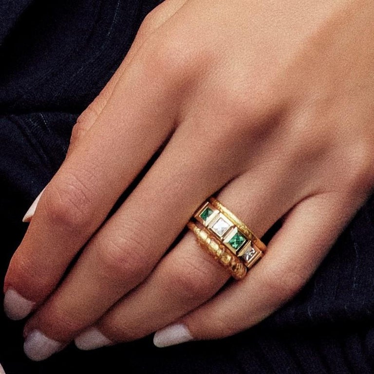 Customizable Handcrafted Large Karina French Cut Diamond/Gemstone Band by Single Stone For Sale ...