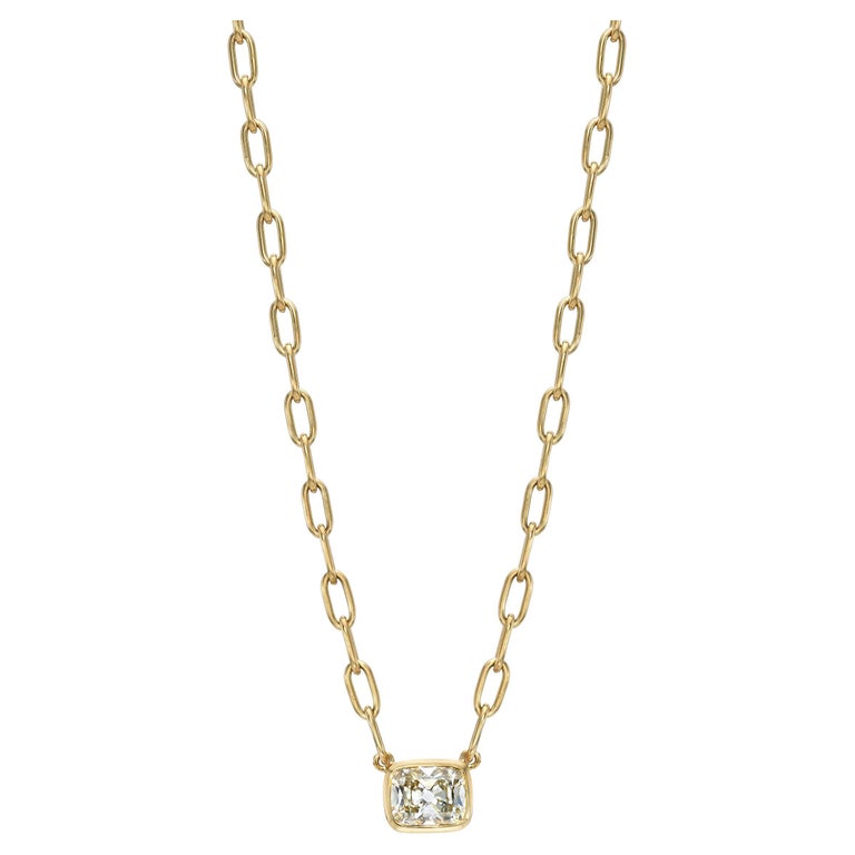 Handcrafted Leah Cushion Cut Diamond Pendant Necklace by Single Stone ...