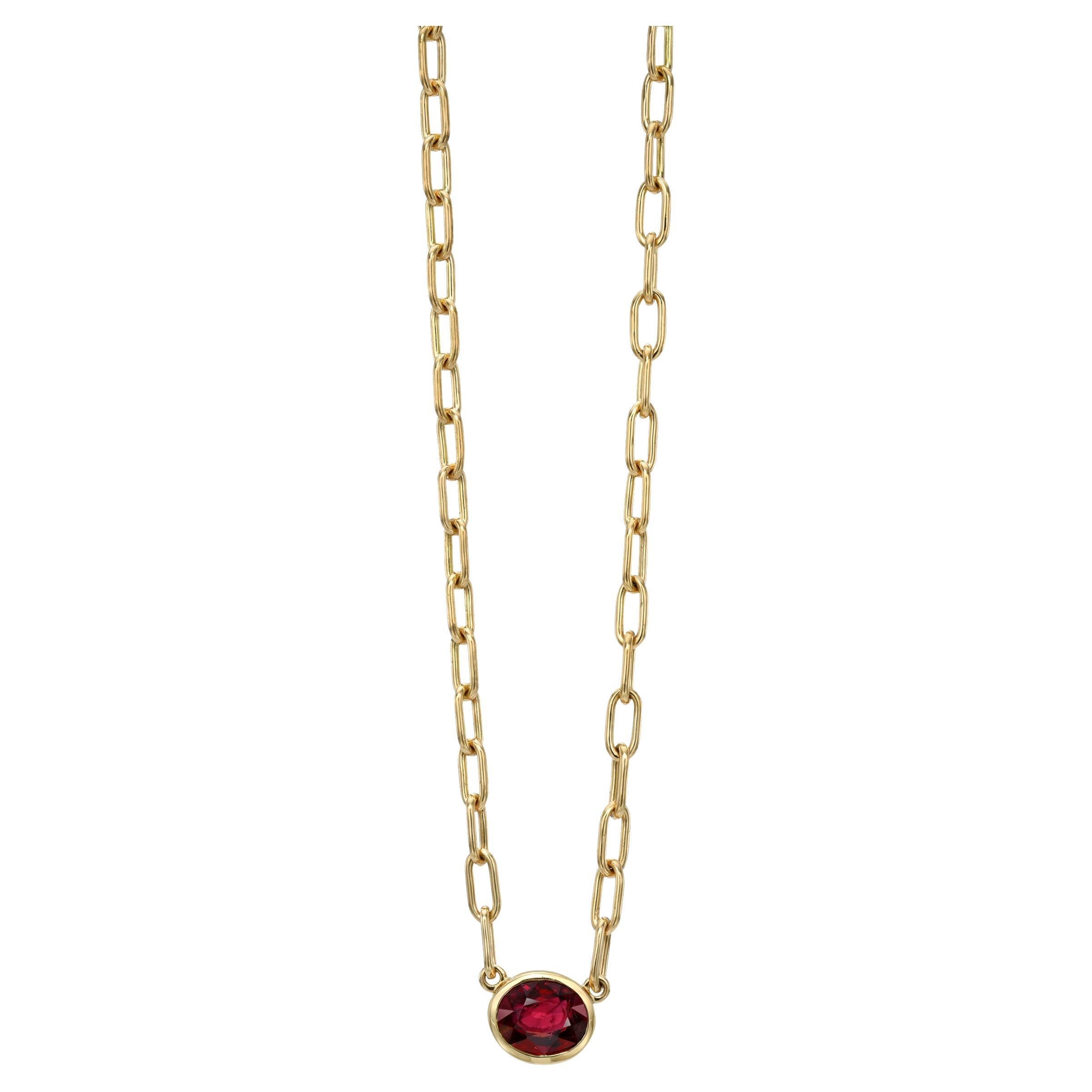 Handcrafted Leah Oval Cut Ruby Pendant Necklace by Single Stone For ...