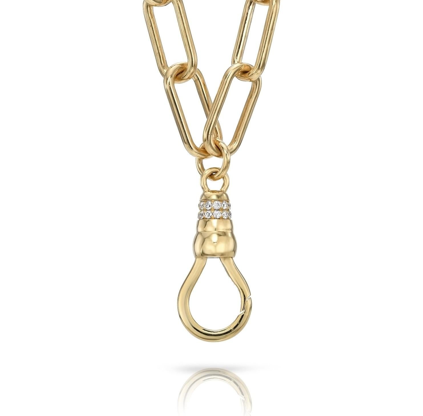 Handcrafted Libby Fob Gold Link and Pendant Necklace by Single Stone For Sale at 1stDibs