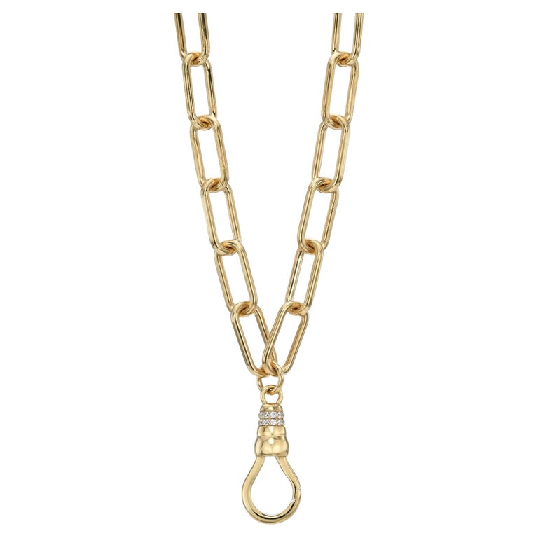 Single Stone Collier à maillons et pendentif Libby Fob en or, fabriqué ...