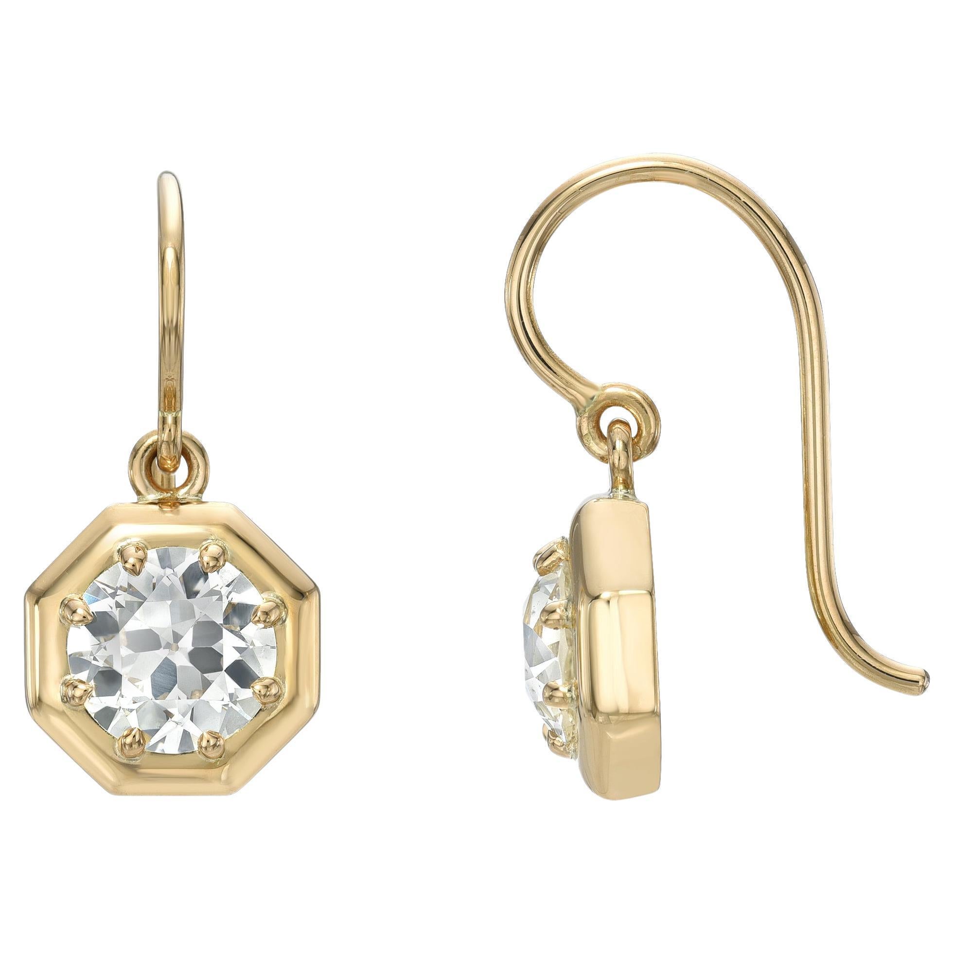 Handcrafted Ashe Old European Cut Drop Earrings by Single Stone at 1stDibs
