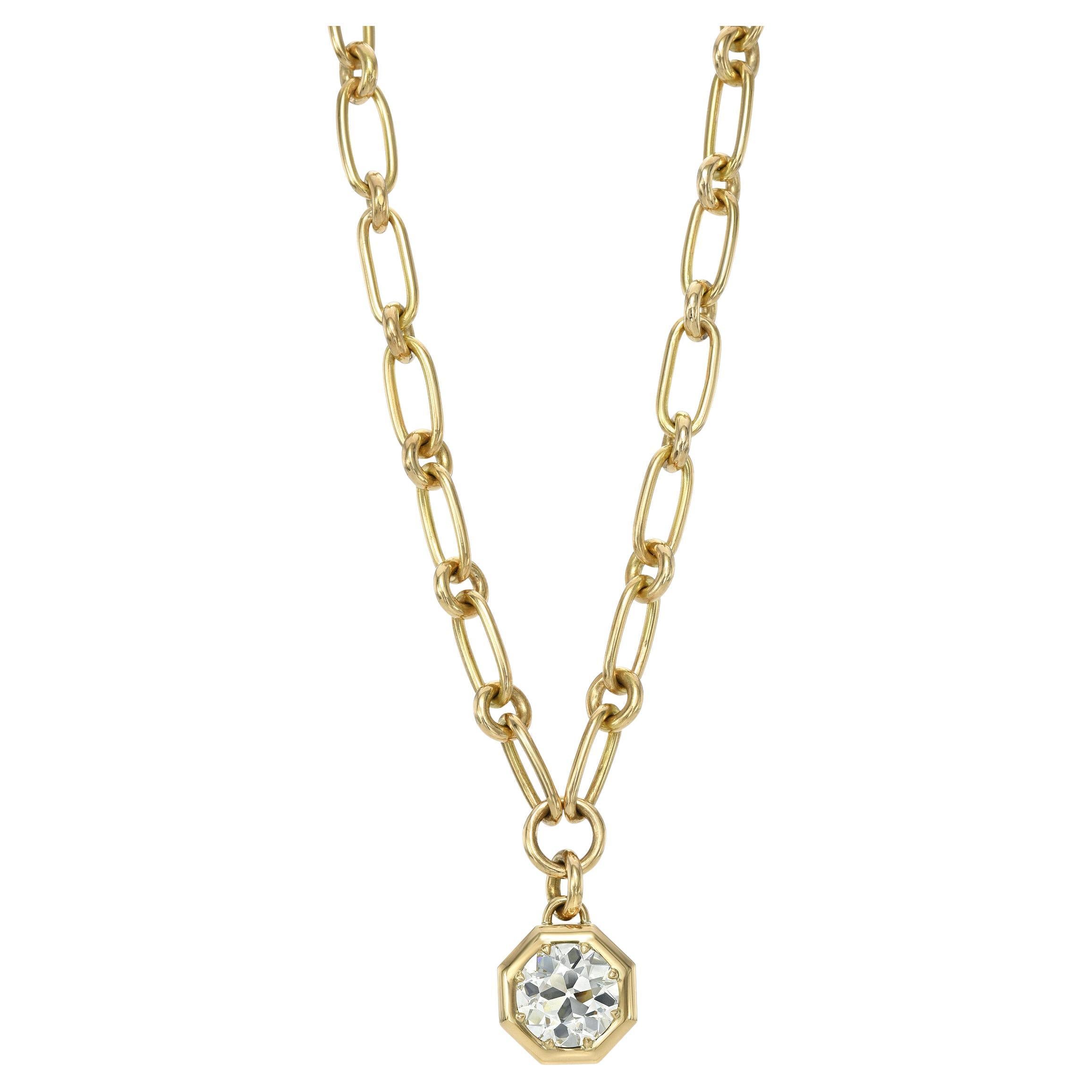 Handcrafted Lola Old European Cut Diamond Pendant Necklace by Single ...