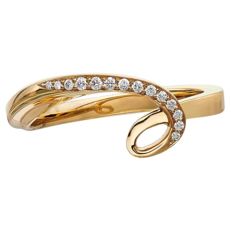 Customizable Handcrafted Loop Ring, 18k Gold and Pave Set with ...