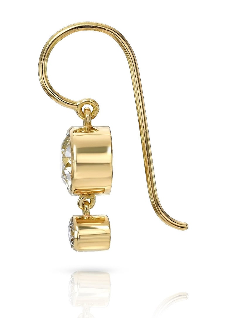 Handcrafted Paloma Old European Cut Diamond Double Drop Earrings by ...