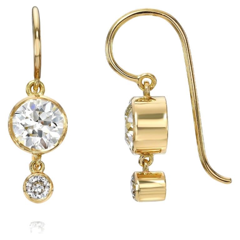 Handcrafted Lucia Old European Cut Diamond Double Drop Earrings by ...