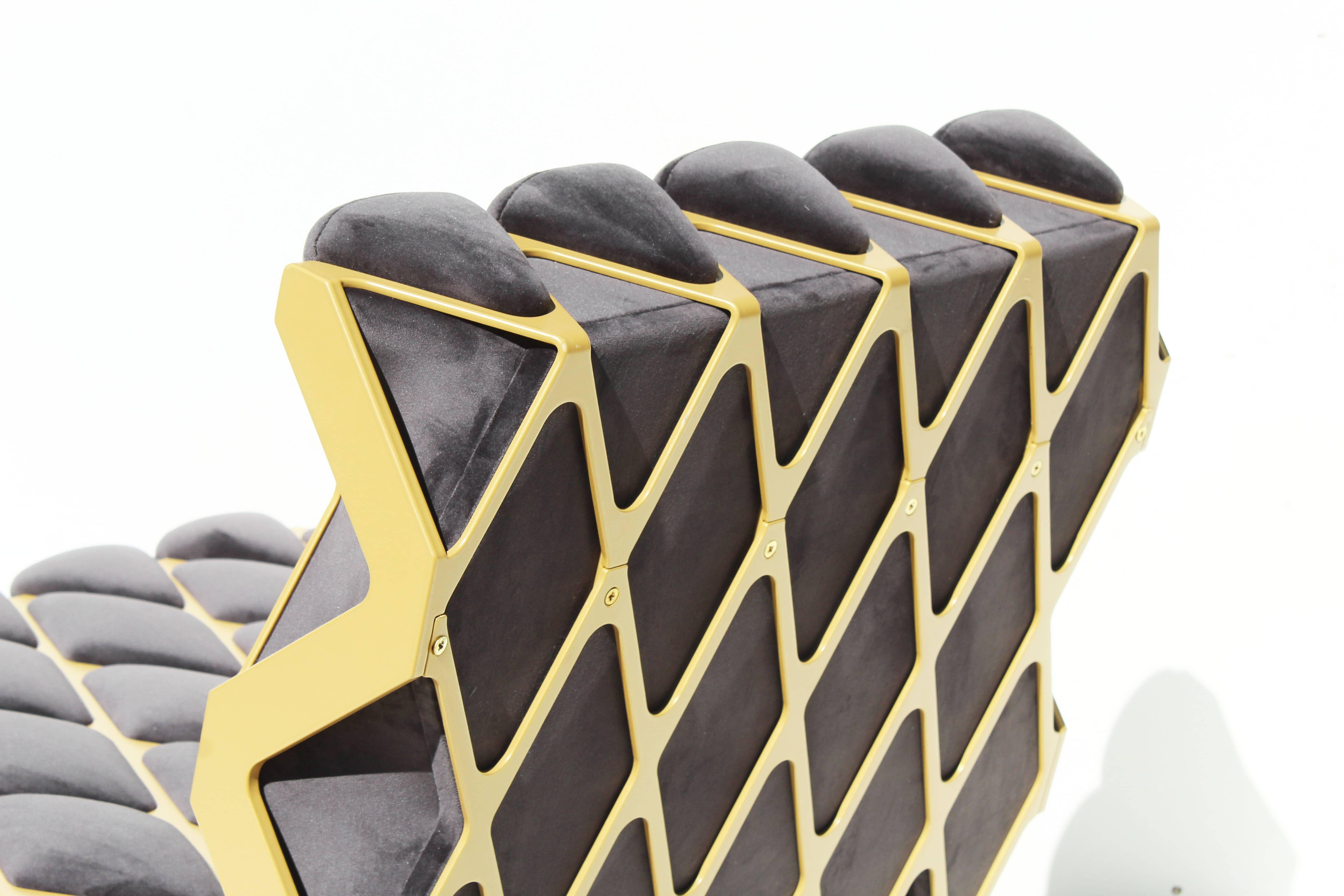 Handcrafted Matrice Chair in Steel and Velvet by Tawla For Sale at 1stDibs