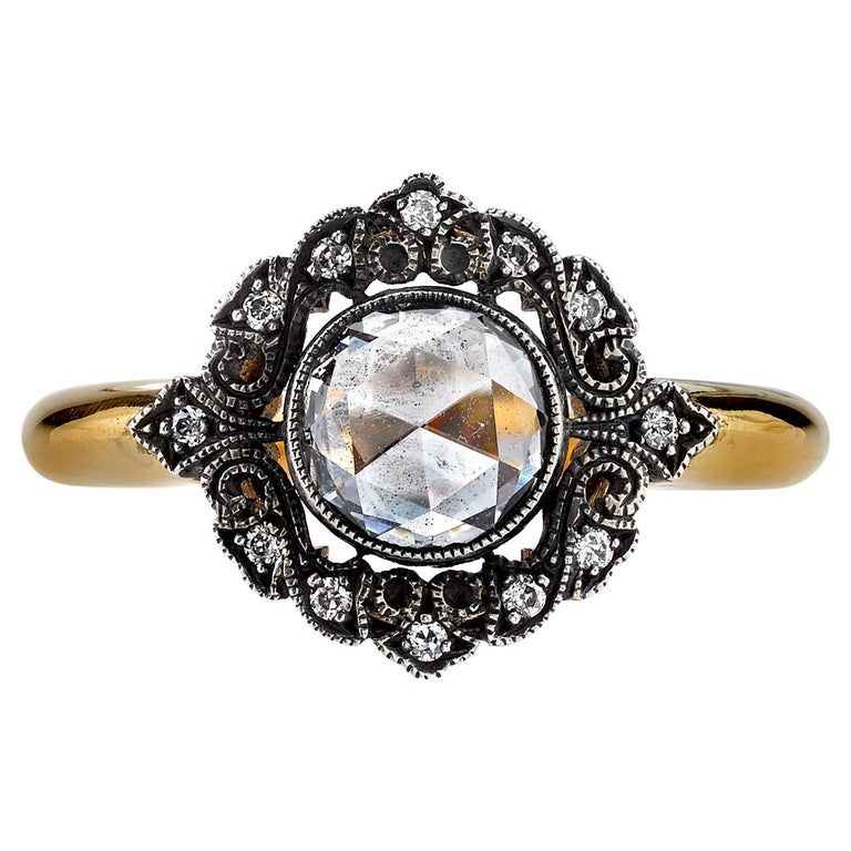 Handcrafted Meredith Rose Cut Diamond Ring by Single Stone For Sale at ...