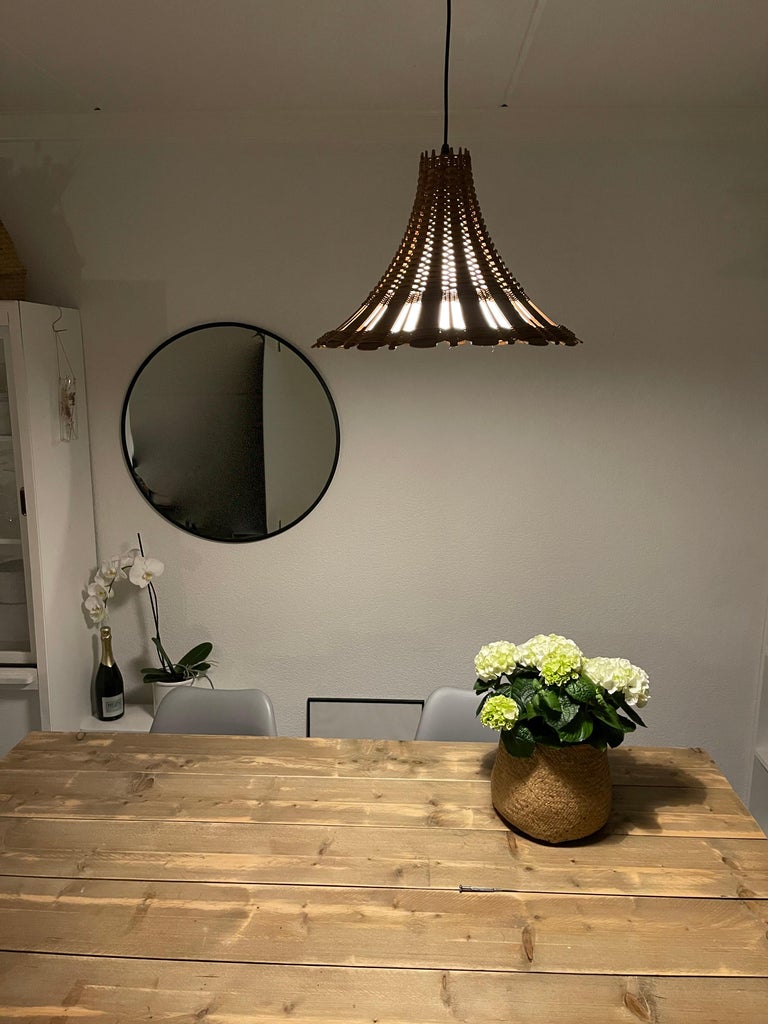 Handcrafted Mid-Century Modern Wicker, Rattan and Milk Glass Shade ...